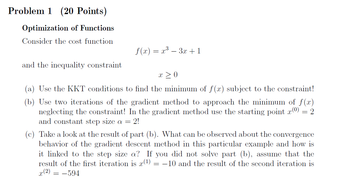 Solved Problem 1 (20 ﻿Points)Optimization of | Chegg.com