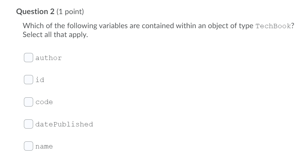 Solved Example Code The next three questions refer to the | Chegg.com