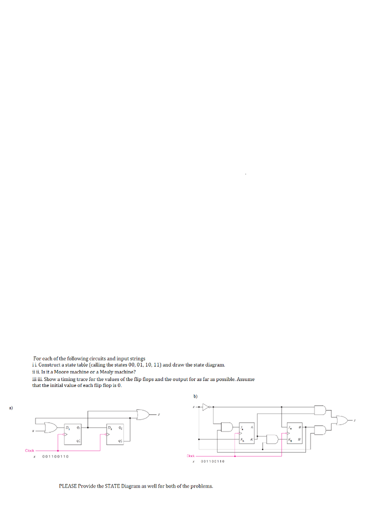 Solved For each of the following circuits and input strings | Chegg.com