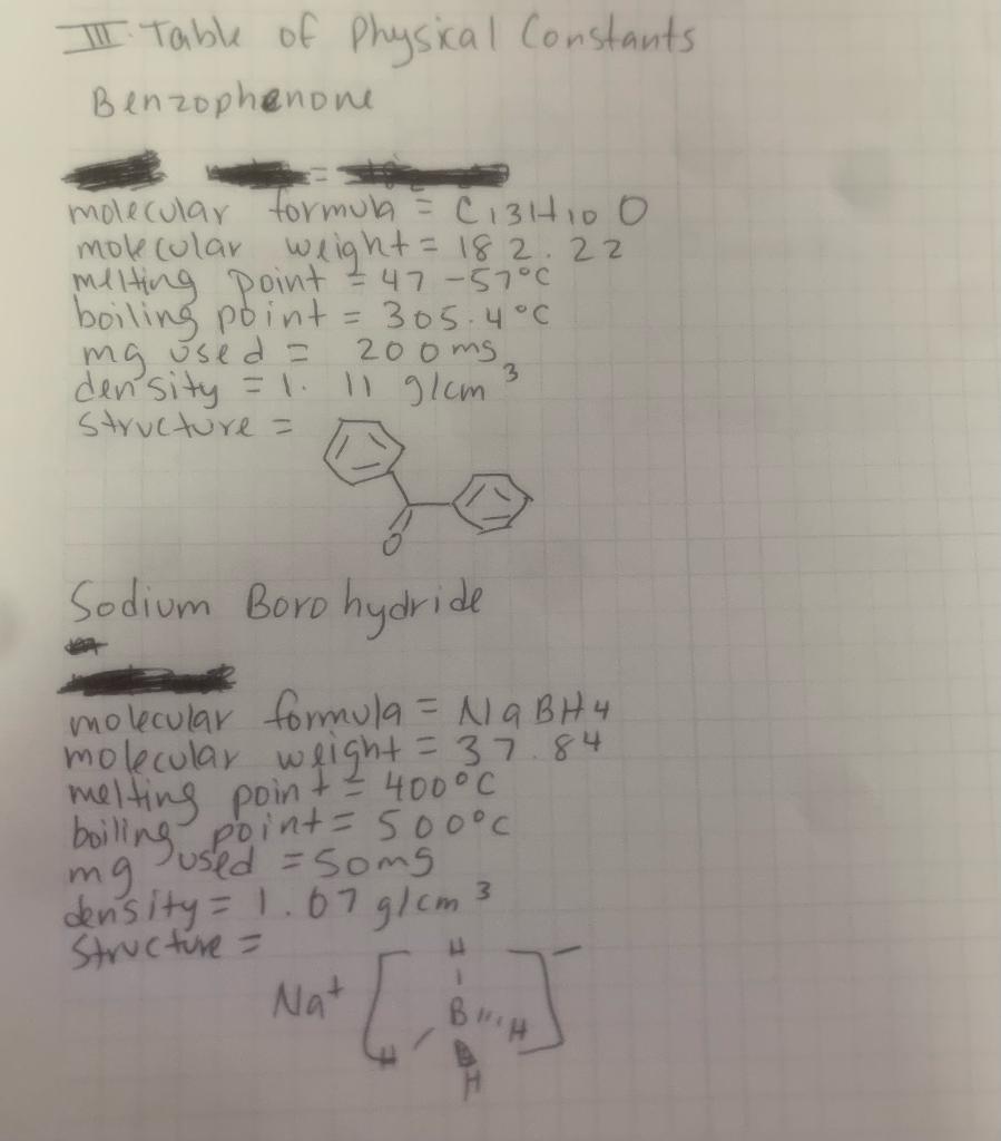 Solved Title of the experiment: Reduction of Benzophenone | Chegg.com