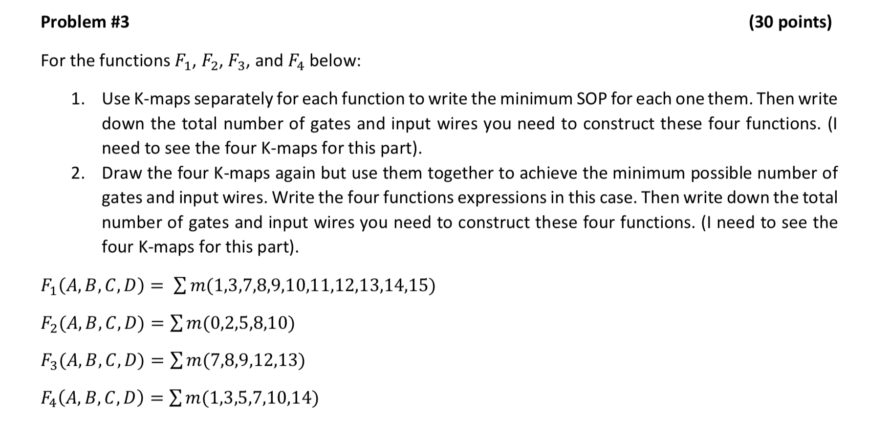Solved Problem #3 (30 points) For the functions F1, F2, F3, | Chegg.com