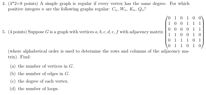 Solved pointsn are the following graphs regular: | Chegg.com