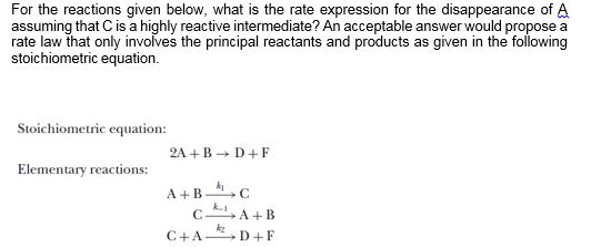 Solved For the reactions given below, what is the rate | Chegg.com