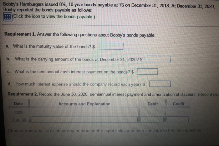 Solved Data Table Long-term Liabilities: Bonds Payable $ | Chegg.com