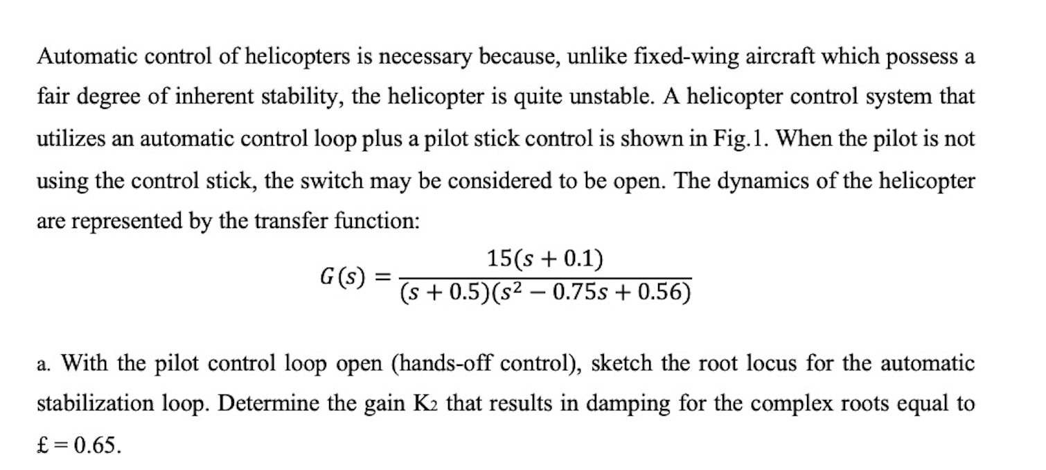Solved Automatic control of helicopters is necessary | Chegg.com