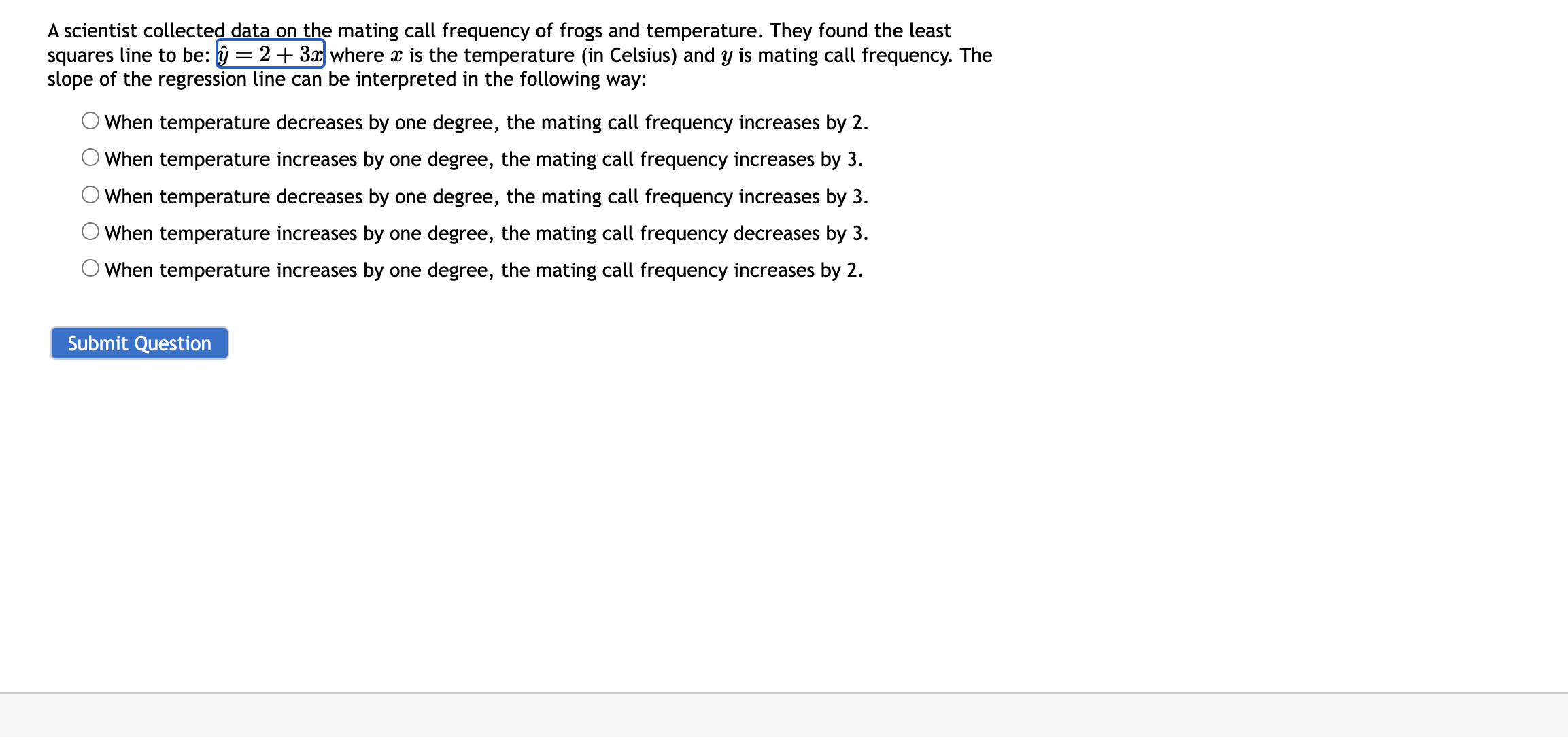 Solved A scientist collected data on the mating call | Chegg.com