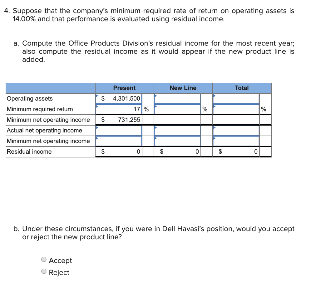 Solved Problem 11-18 Return on Investment (ROI) and Residual | Chegg.com
