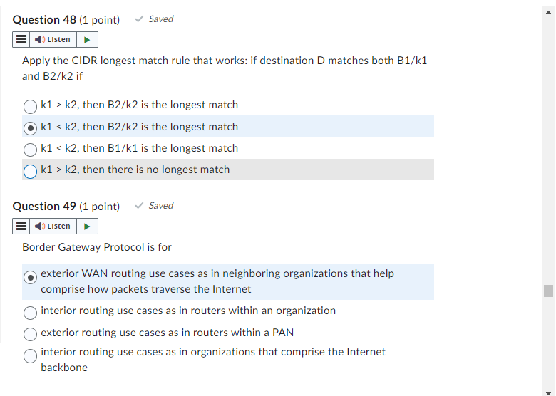 Solved Apply the CIDR longest match rule that works: if | Chegg.com