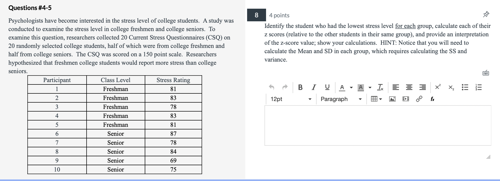 Solved 2 points If someone scores 1.5 standard deviations | Chegg.com