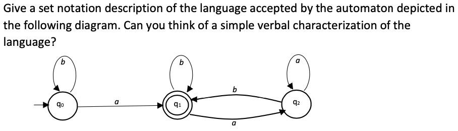 Solved Give a set notation description of the language | Chegg.com