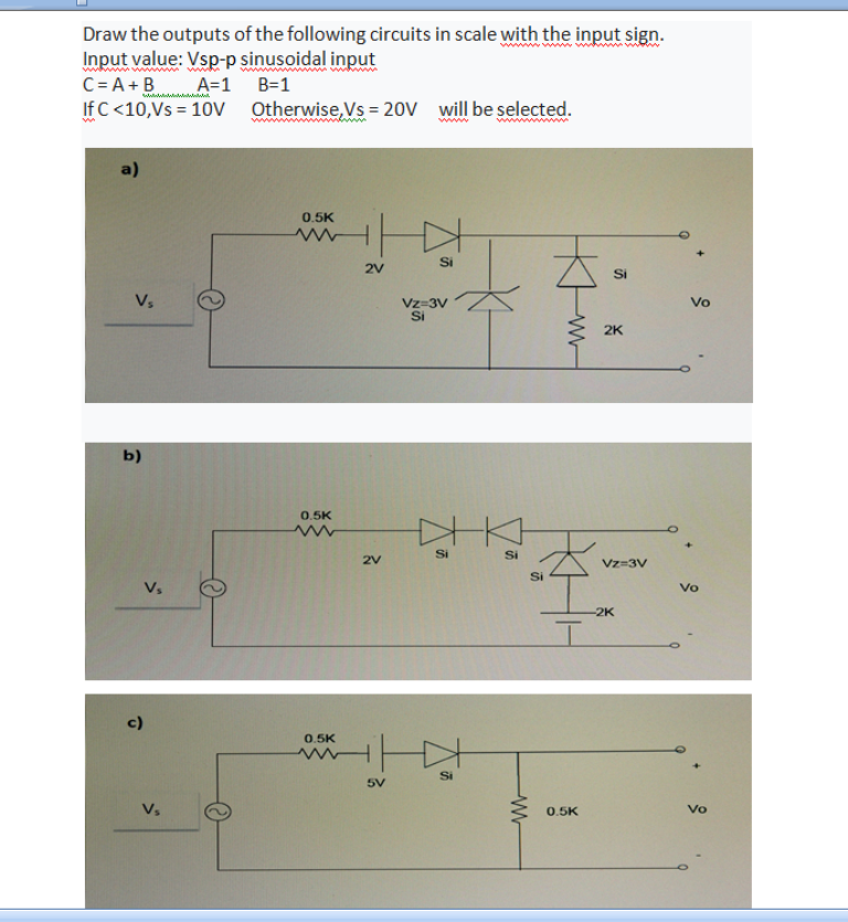 Solved Draw the outputs of the following circuits in scale | Chegg.com