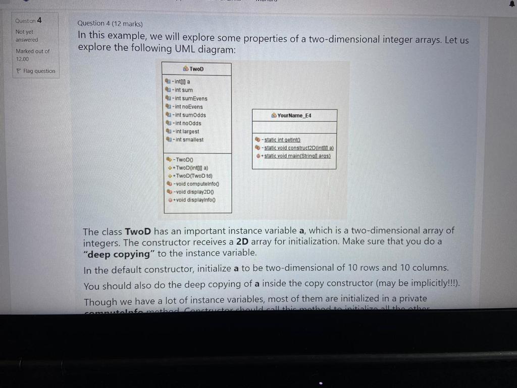 Solved Question 4 Not yet answered Question 4 (12 marks) In | Chegg.com
