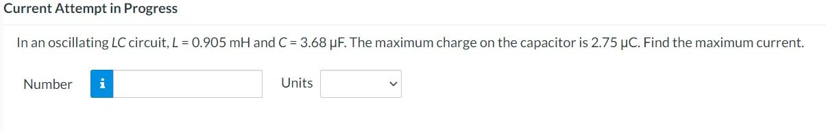 Solved Current Attempt in Progress In an oscillating LC | Chegg.com