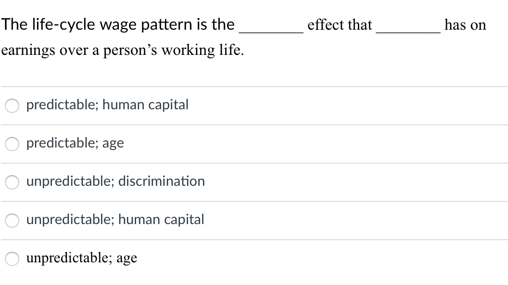 Solved effect that has on The life-cycle wage pattern is the | Chegg.com