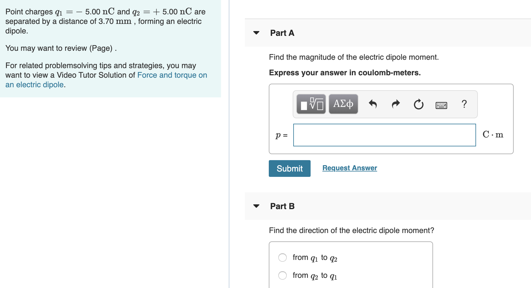 Solved 5.00 nC and q2 = + 5.00 nC are Point charges qi | Chegg.com