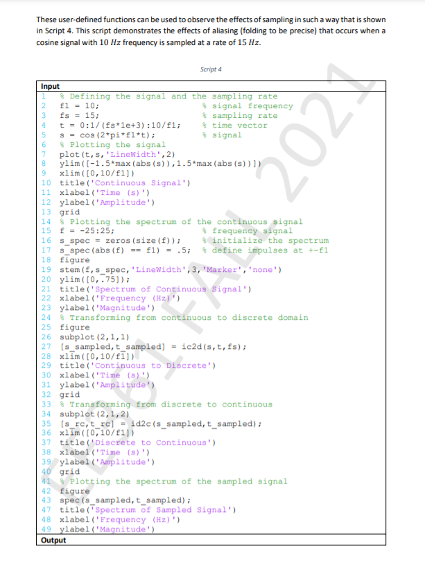 EXPERIMENT 3 SAMPLING AND ALIASING This experiment | Chegg.com