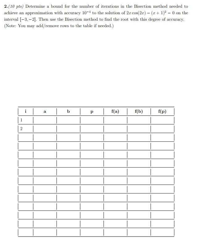 Solved 2.(10 pts) Determine a bound for the number of | Chegg.com