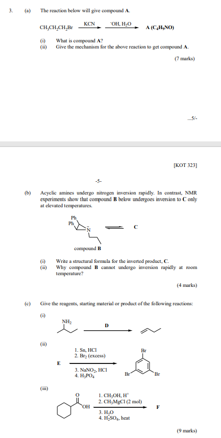 Solved 3. (a) The reaction below will give compound A. KCN | Chegg.com