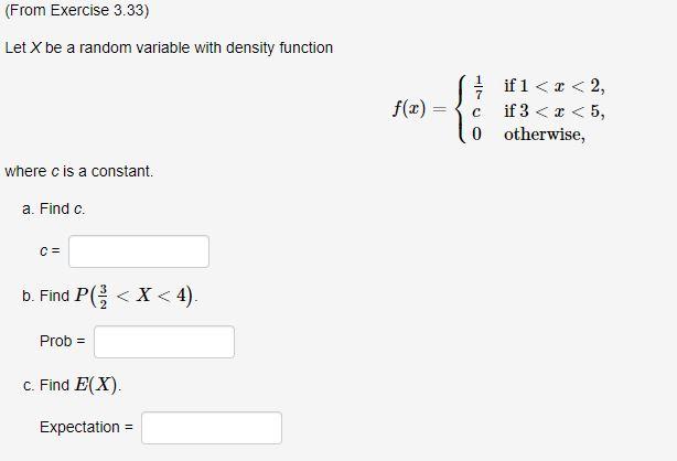 Solved (From Exercise 3.33) Let X be a random variable with | Chegg.com