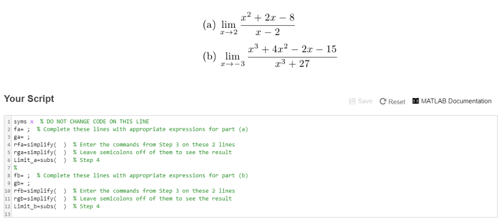 Solved R2 2r 8 A Lim R2 2x 15 B Alin 3 23 27 Your