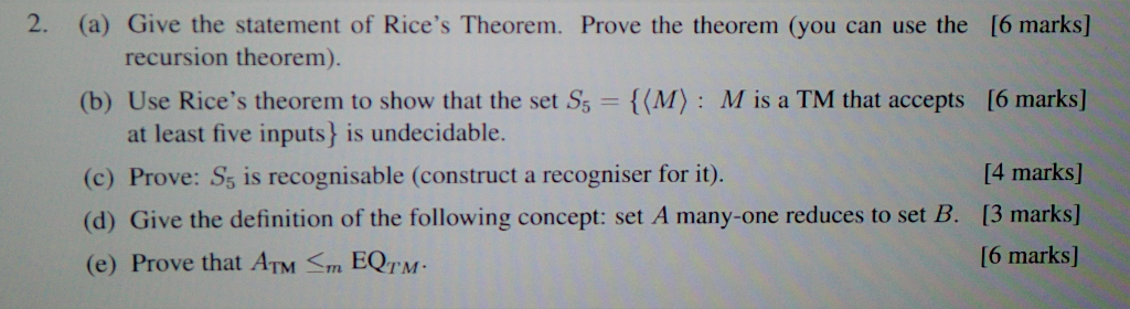 Solved 2. (a) Give the statement of Rice's Theorem. Prove | Chegg.com