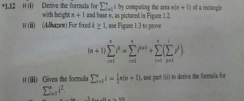 Derive the formula for Σǐ 1 by computing the area n | Chegg.com