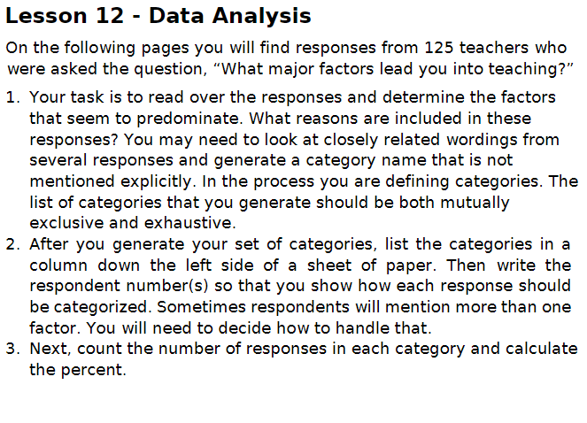 Solved Lesson 12 - Data Analysis On the following pages you | Chegg.com