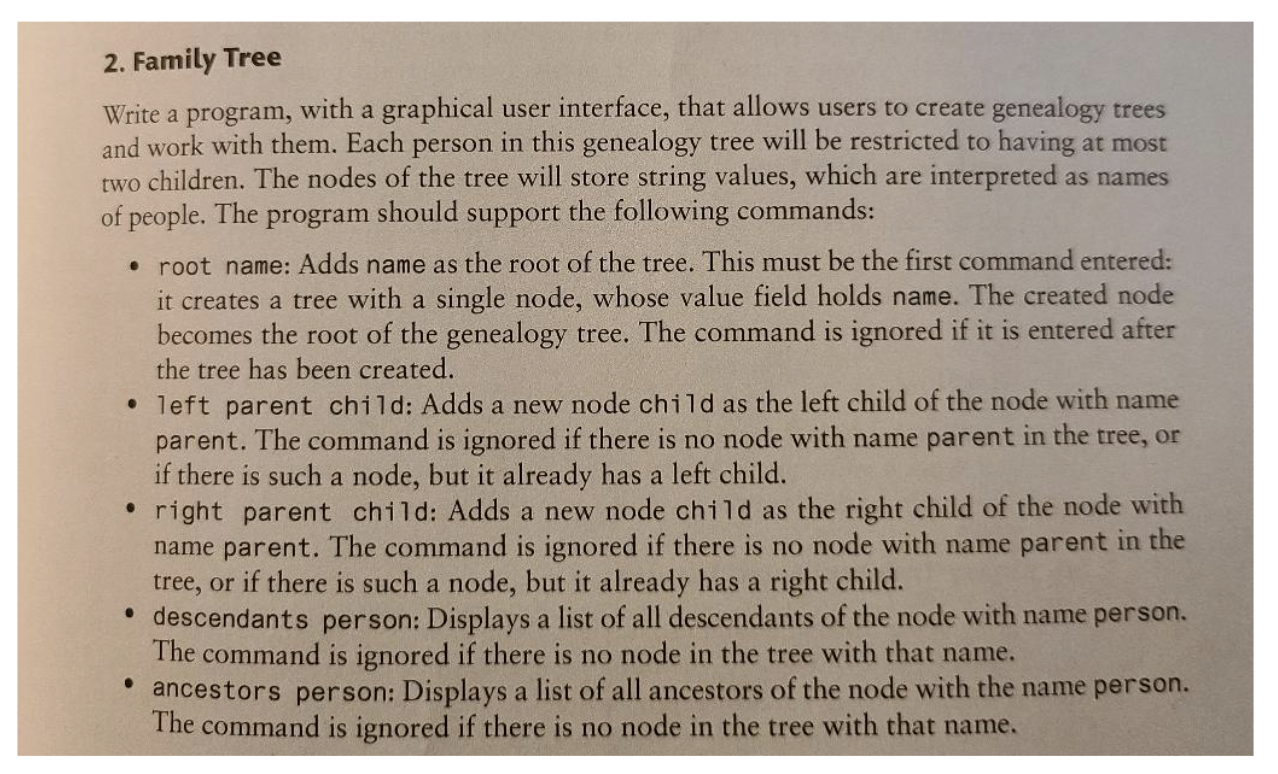 Solved 2. Family Tree Write a program, with a graphical user | Chegg.com