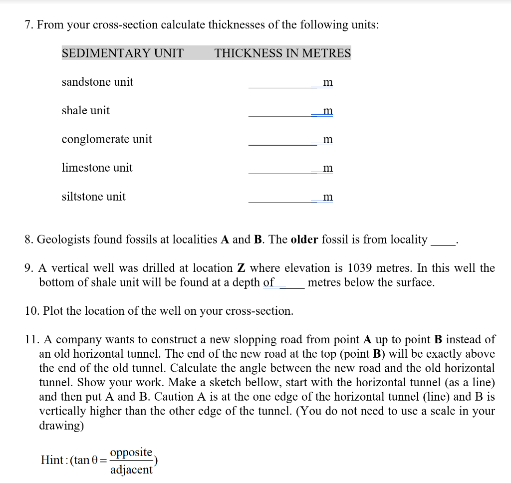 Solved 7. From your cross-section calculate thicknesses of | Chegg.com