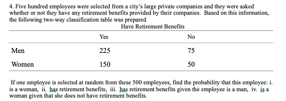 Solved 4. Five hundred employees were selected from a city's | Chegg.com