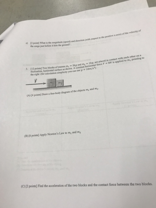 Solved e) 13 point] What is the magnitude (opeed) and | Chegg.com