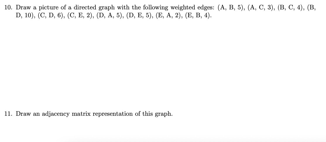 Solved 10. Draw a picture of a directed graph with the | Chegg.com