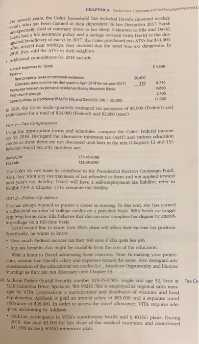 Cumulative Problems e David R. and Ella M. Cole (ages | Chegg.com