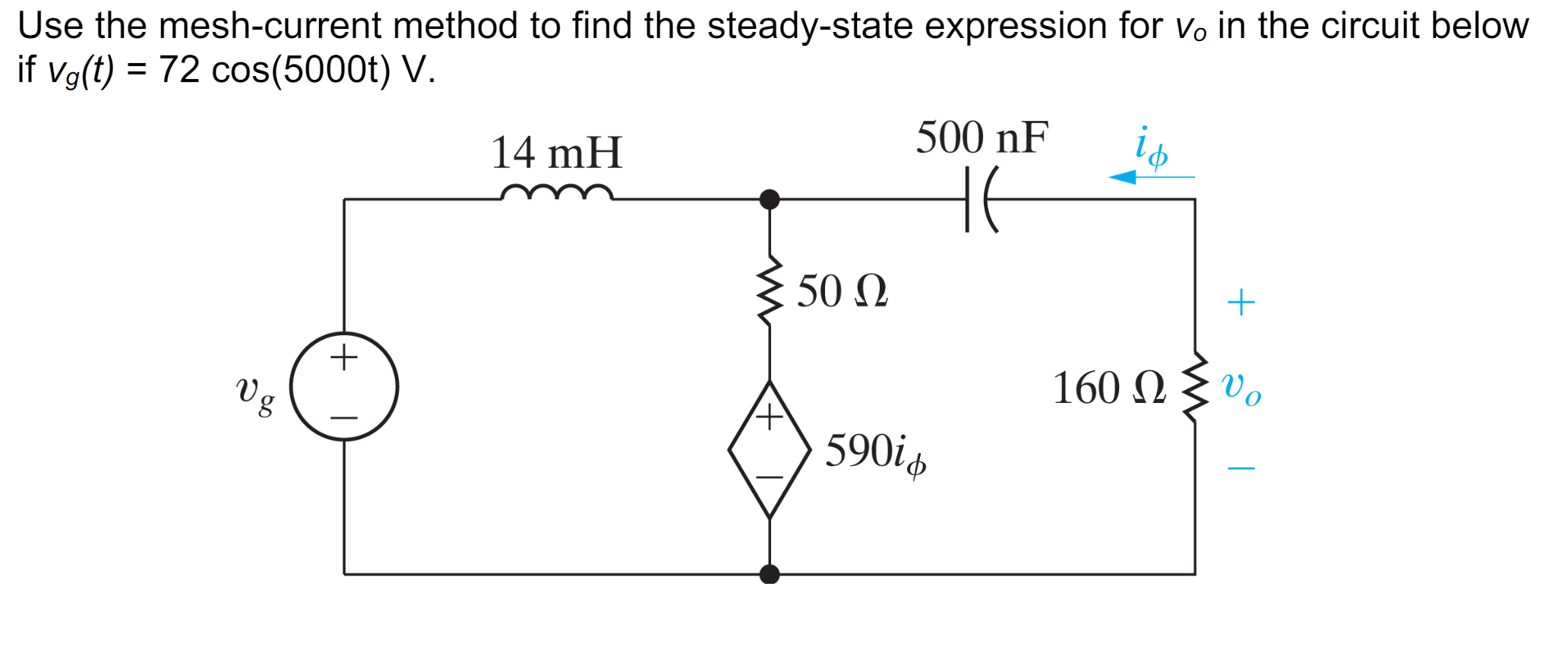 Solved Use the mesh-current method to find the steady-state | Chegg.com