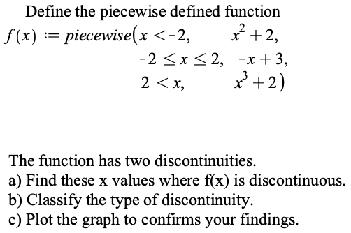 Solved Define the piecewise defined function x? +2, f(x) := | Chegg.com