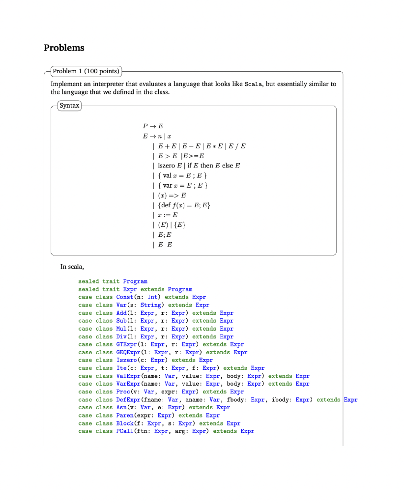 Solved Problems Problem 1 (100 points) Implement an | Chegg.com