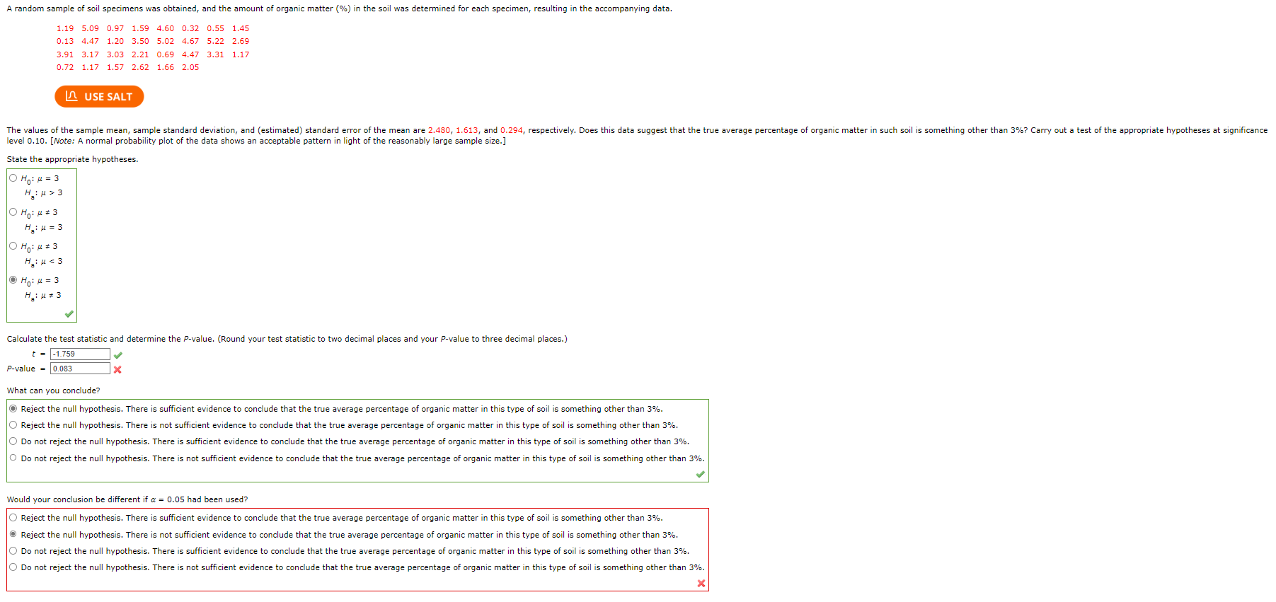 Solved A random sample of soil specimens was obtained, and | Chegg.com