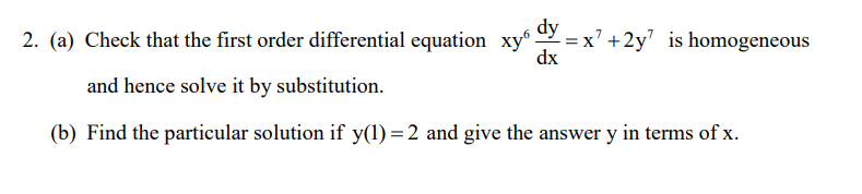 Solved (a) ﻿Check that the first order differential equation | Chegg.com