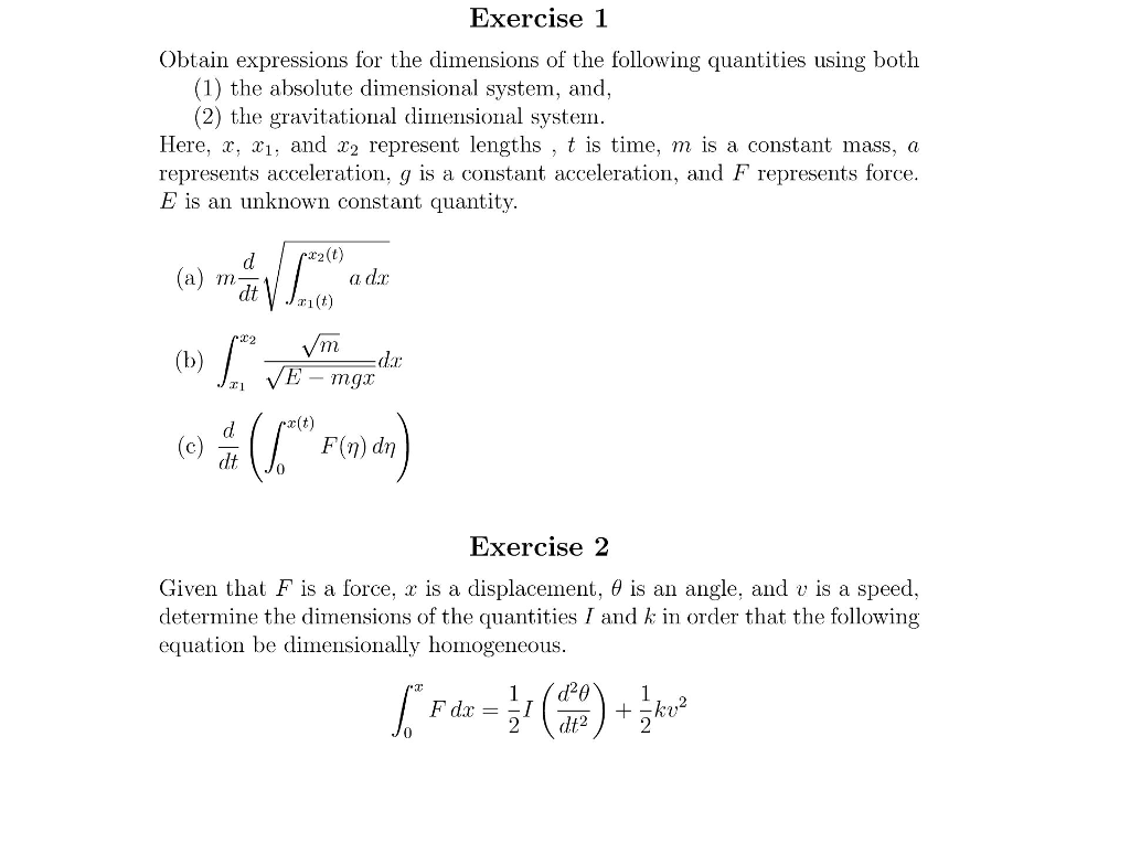 Solved Exercise 1 Obtain expressions for the dimensions of | Chegg.com