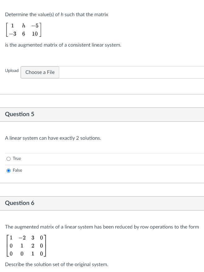 Solved 1. Determine the value(s) of h such that the | Chegg.com