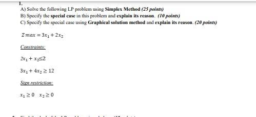 Solved A) Solve the following LP problem using Simplex | Chegg.com