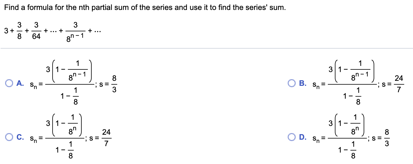 Solved Find a formula for the nth partial sum of the series | Chegg.com