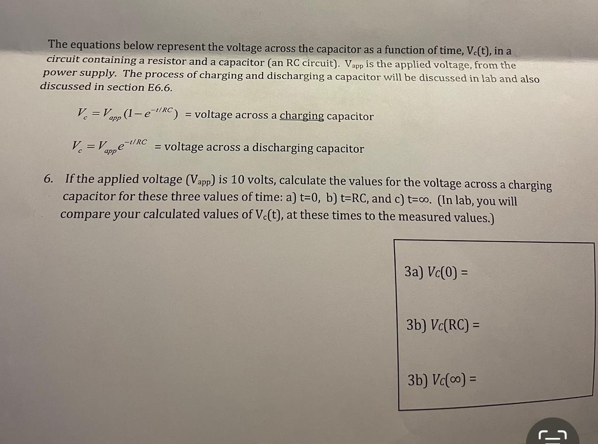 Solved The equations below represent the voltage across the | Chegg.com
