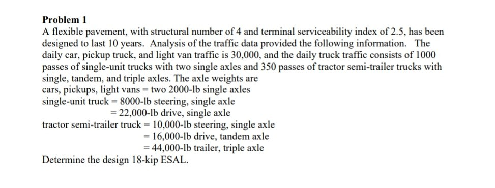 Solved Problem 1 A flexible pavement, with structural number | Chegg.com