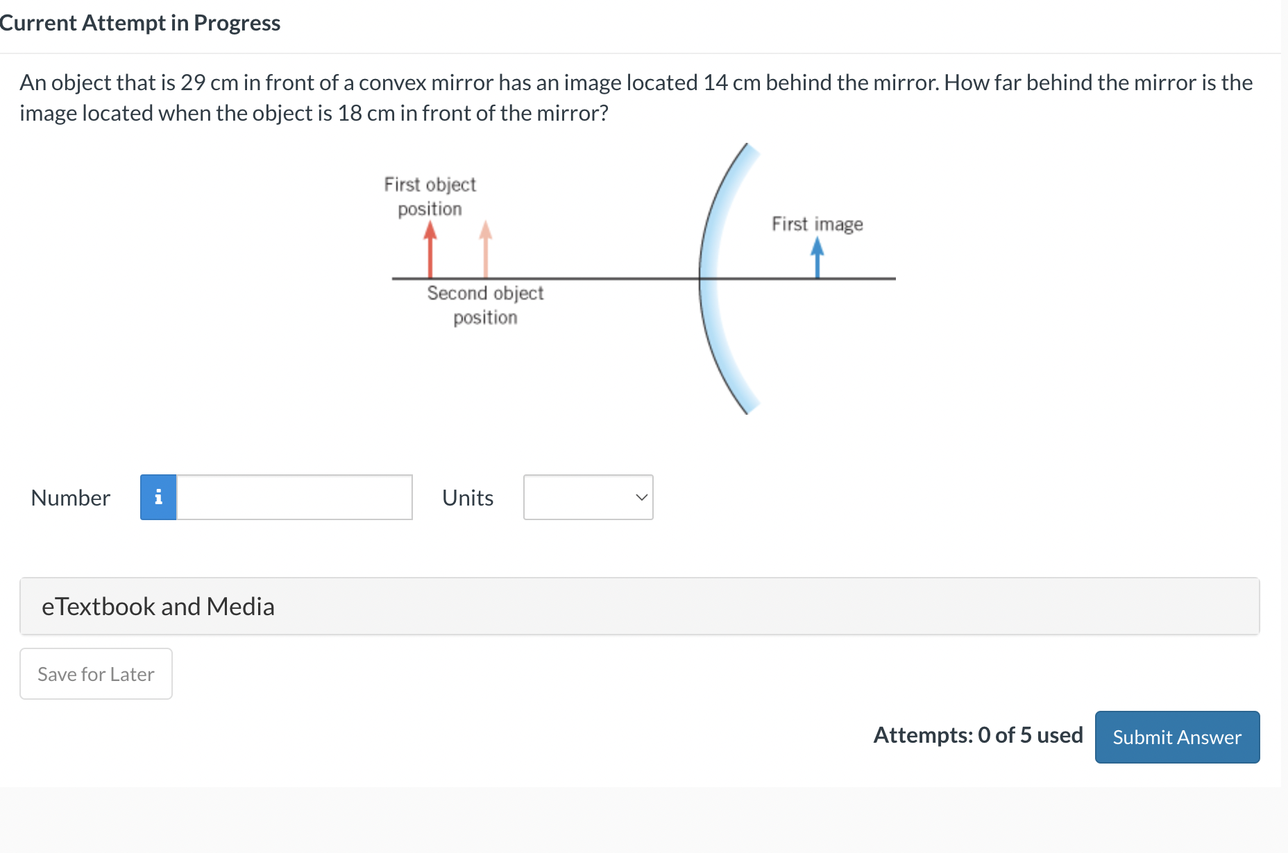 Solved An object that is 29 cm in front of a convex mirror | Chegg.com