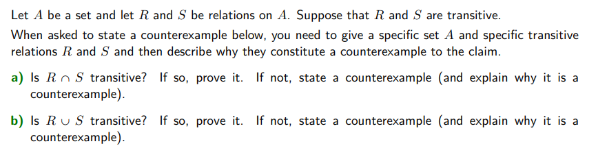 Solved Let A be a set and let R and S be relations on A. | Chegg.com
