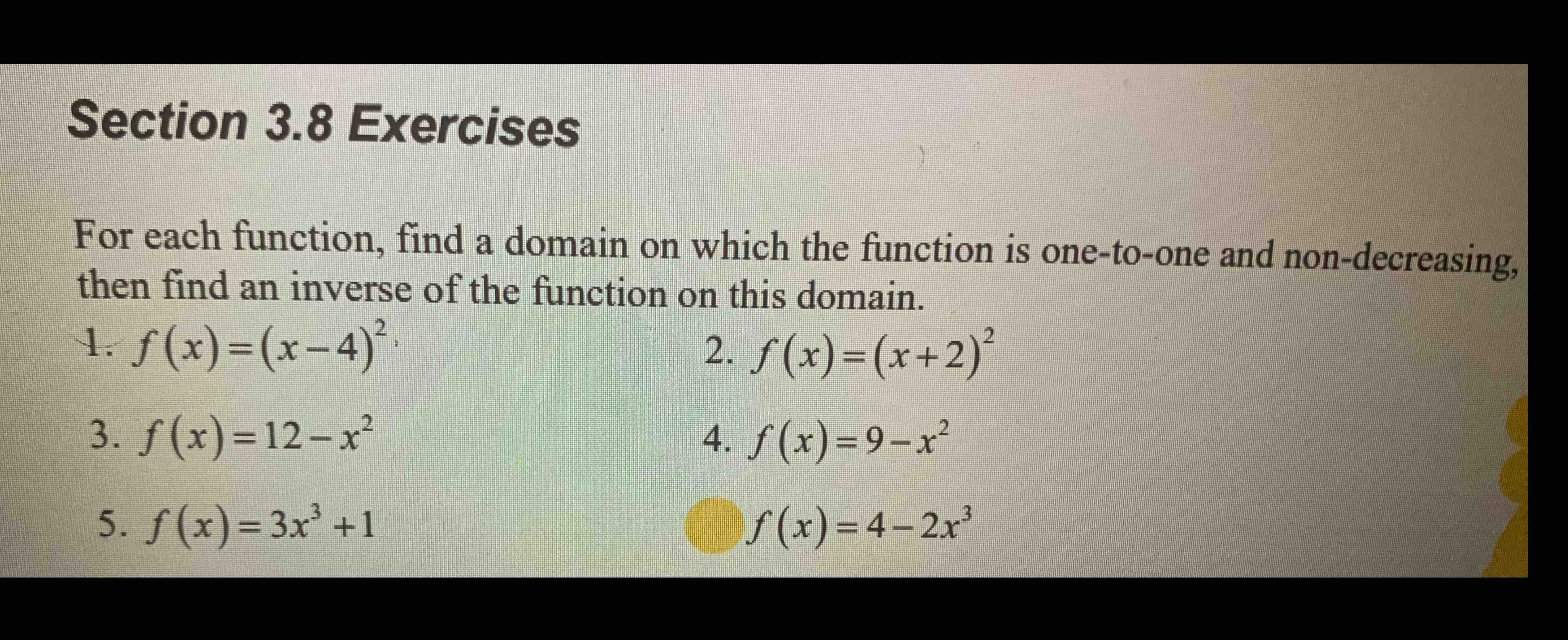 Solved Section 3.8 ﻿ExercisesFor each function, find a | Chegg.com