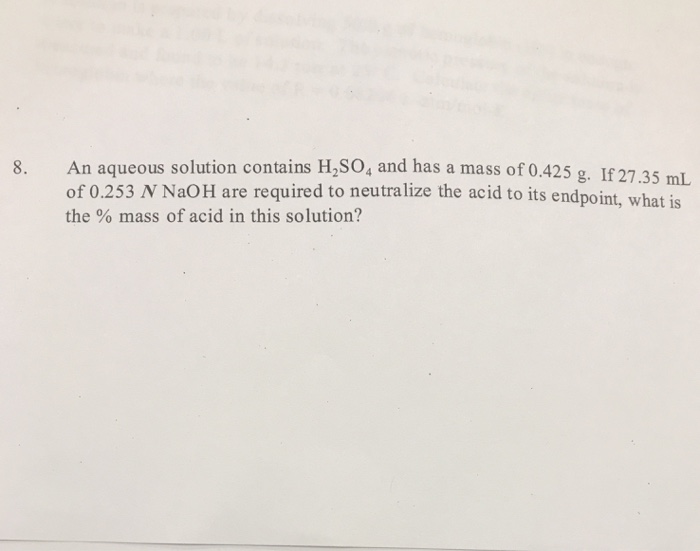 Solved An aqueous solution contains H_2 SO_4 and has a mass | Chegg.com