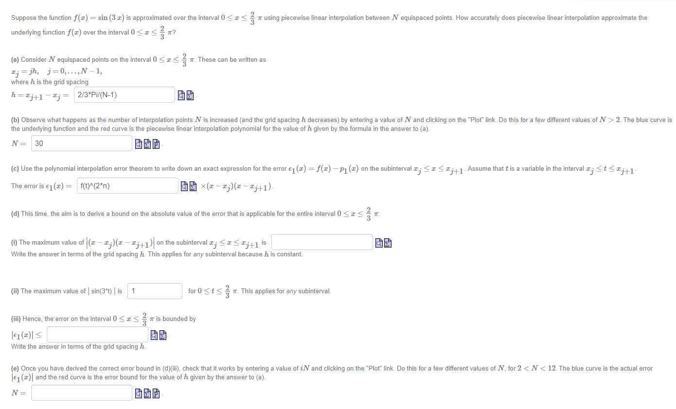 Suppose the function f(x)= sin (3 z) is approximated | Chegg.com
