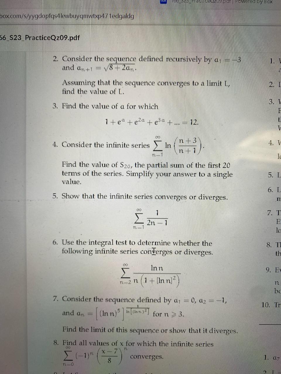 2. Consider the sequence defined recursively by a1=−3 | Chegg.com